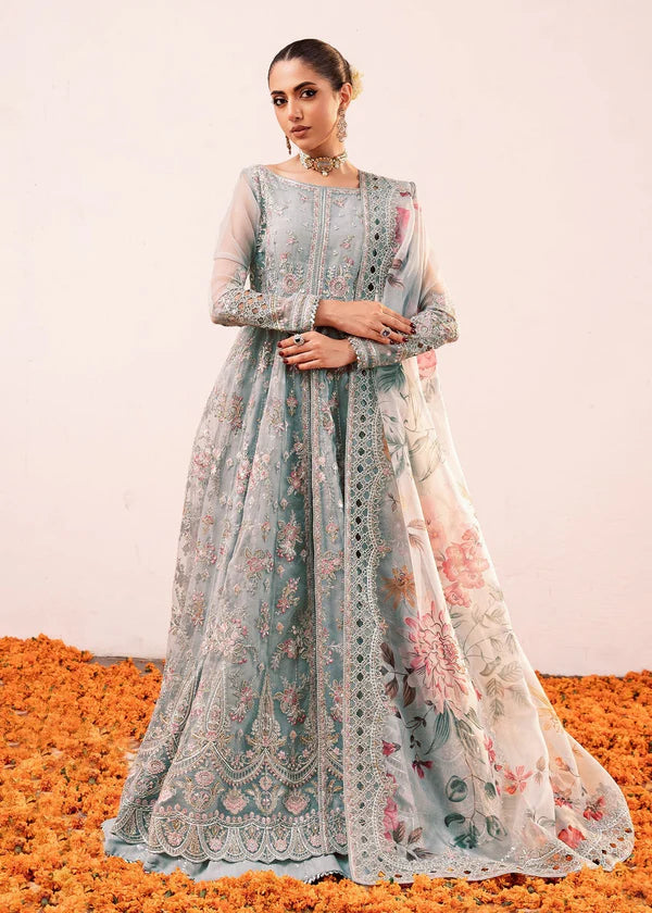Ice Blue Organza Pishwas | 4-Piece Embellished Formal Set Australia ...